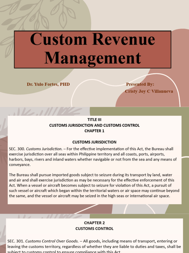 Custom Revenue Management | PDF | Customs | Coast Guard
