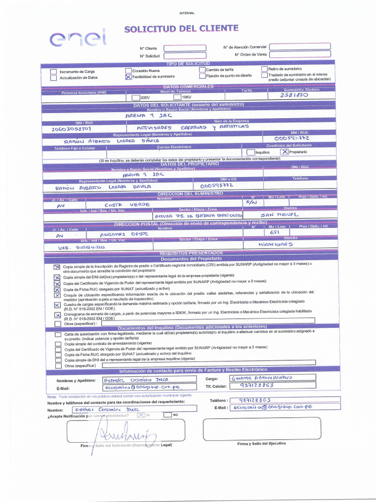 Solicitud Enel.1 | PDF