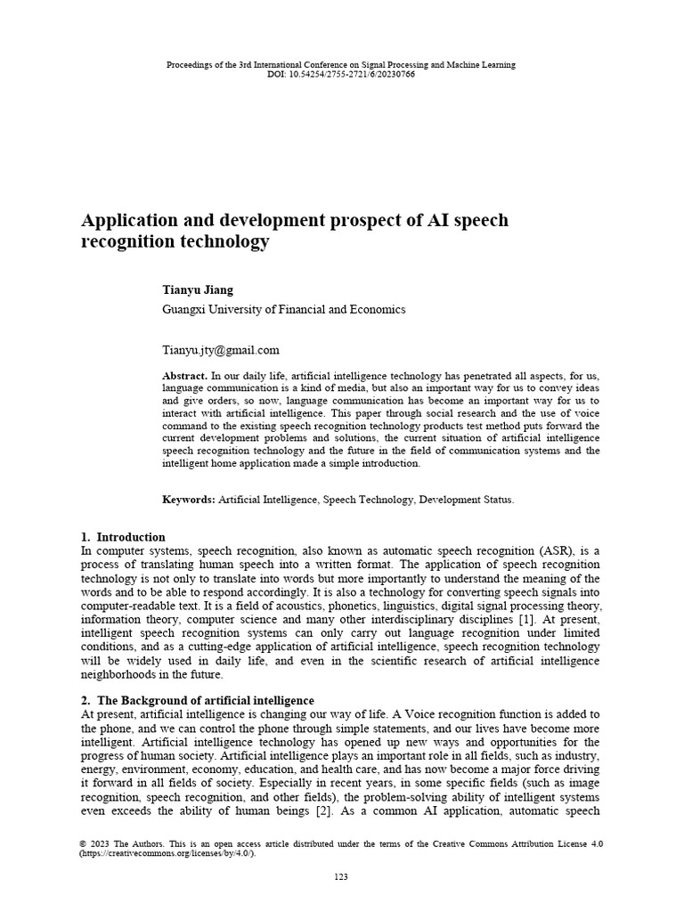 Application and Development Prospect of AI Speech Recognition Technology | PDF | Speech ...