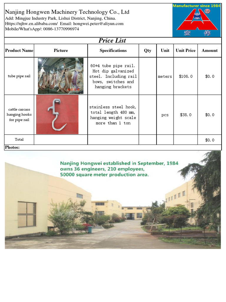 Cattle Slaughter Pipe Rail and Trolley Hooks | PDF