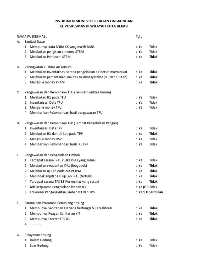 Instrumen Monev Keslingjaor Ok | PDF