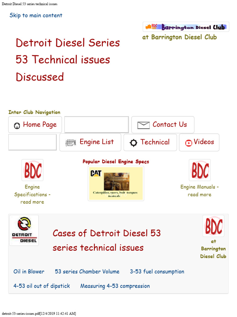 Detroit Diesel 53 Series Issues Guide | PDF | Diesel Engine | Fuel ...