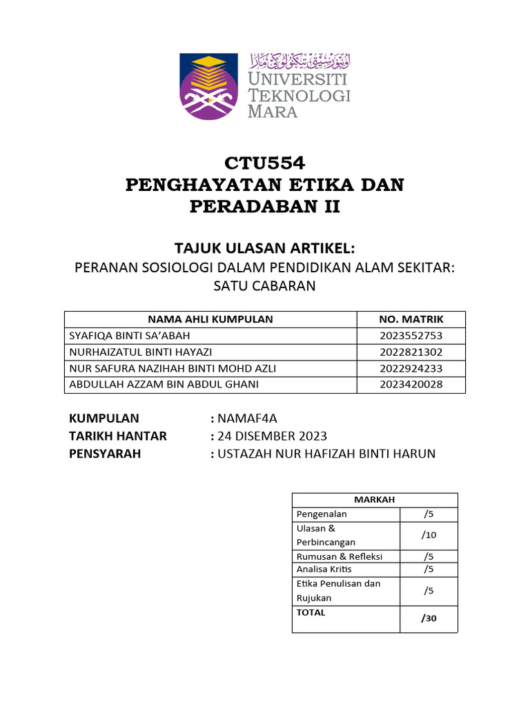 CTU554 Tugasan Group 7 Cover | PDF