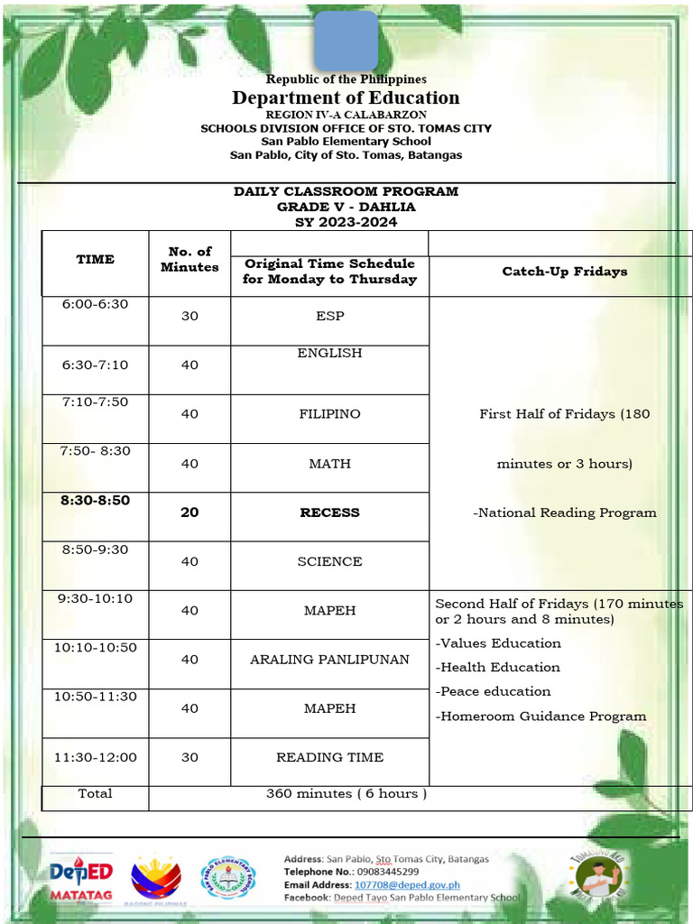 Catch Up Class Program GIII SHORTENED TIME | PDF