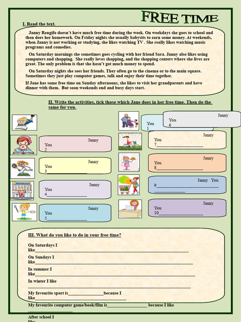 free time activities | PDF | Workweek And Weekend