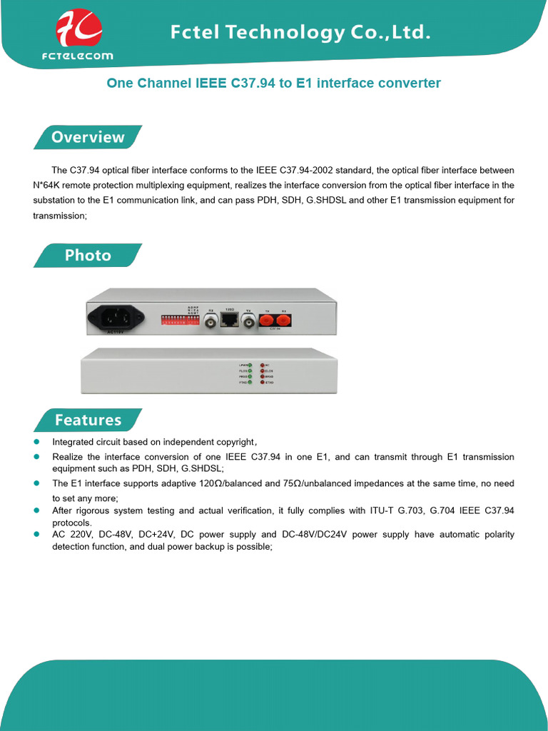 IEEE c37 94 To E1 Interface Converter | PDF | Computer Engineering ...