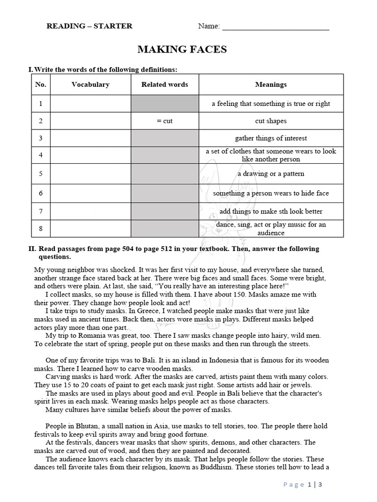 MAKING FACES handout | PDF | Mask | Dances