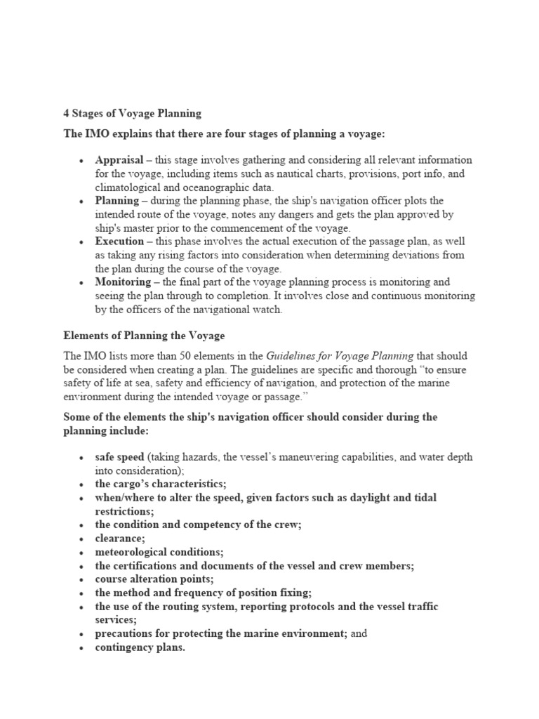 Four Stages of Voyage Planning | PDF | Navigation | Shipping
