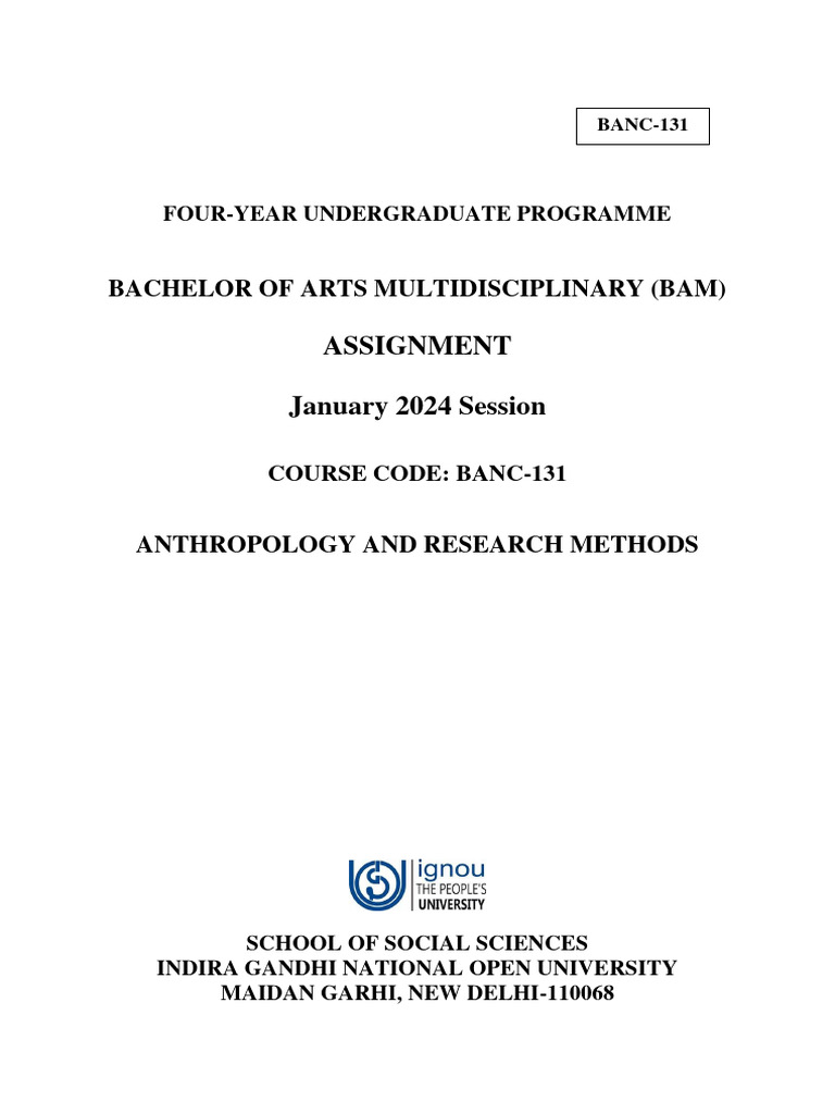Ignou | PDF | Anthropology | Multiple Choice