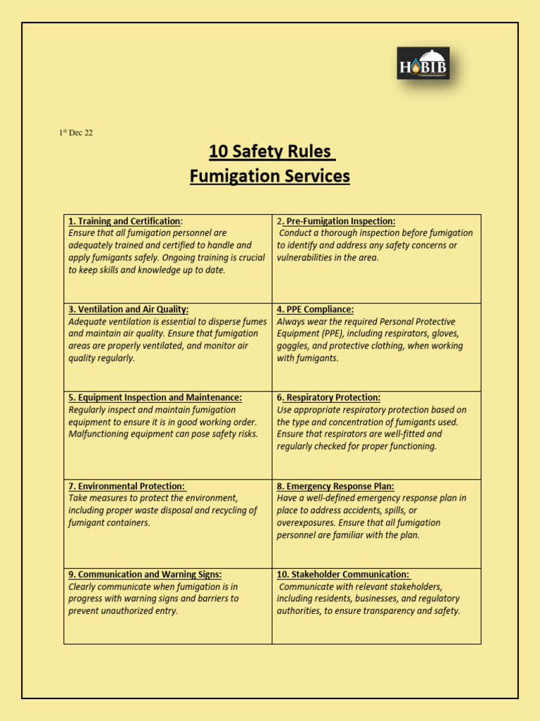 Fumigation Golden Rules | PDF