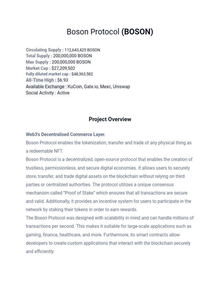 Boson Protocol (BOSON) | PDF