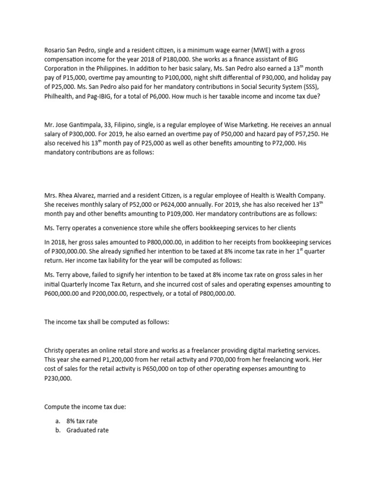 FABM2 Sample Problems | PDF | Income | Income Tax