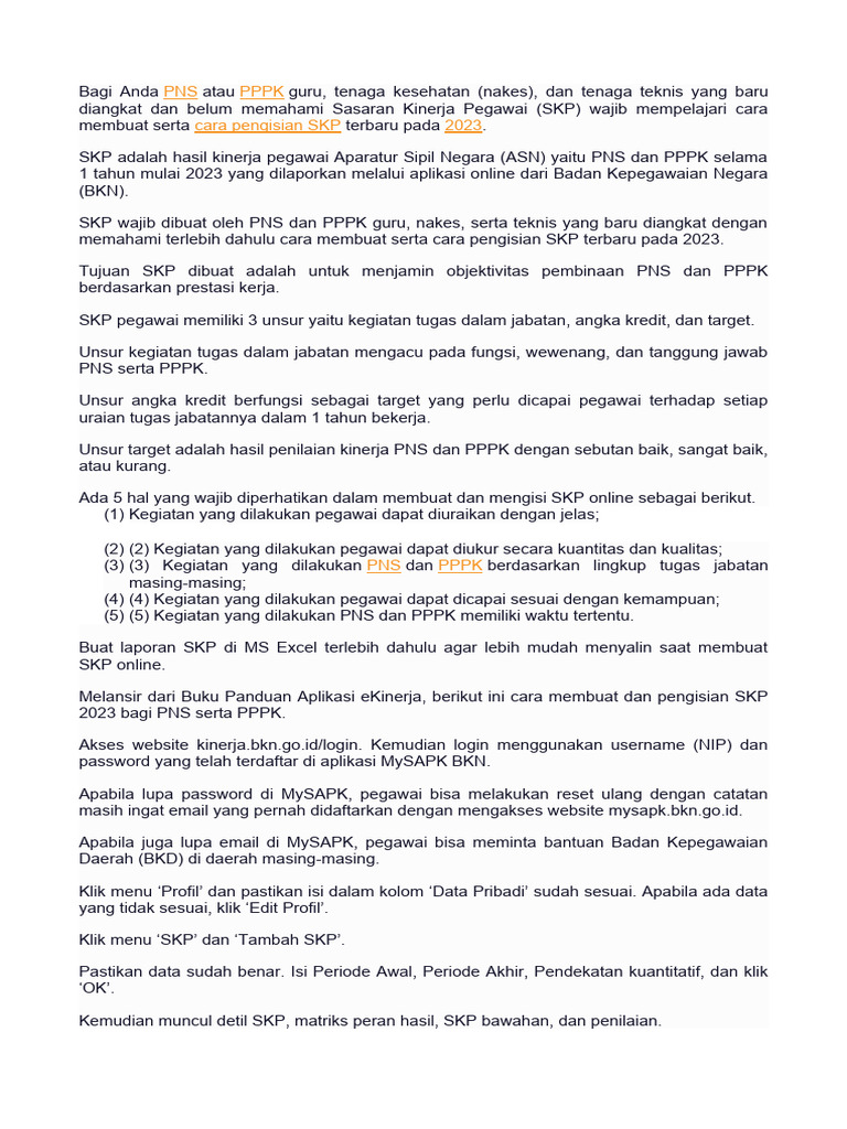 Cara Membuat SKP Terbaru | PDF | Karier & Perkembangan