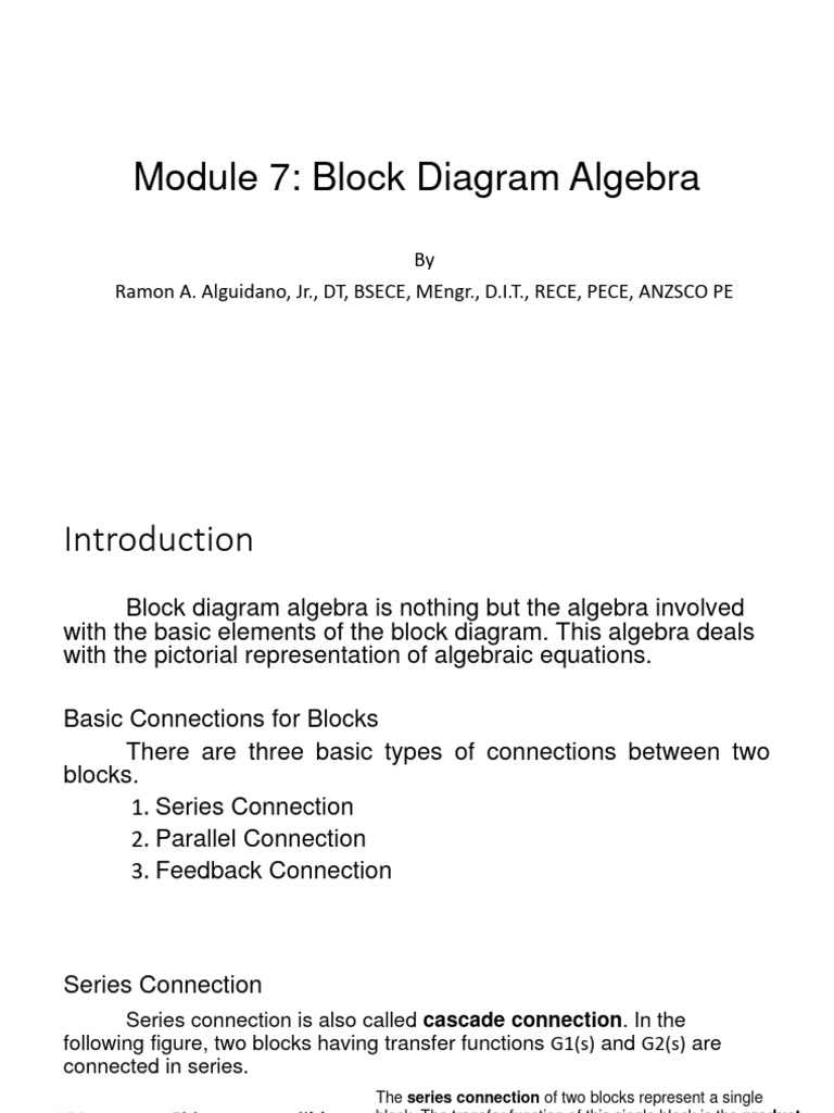 ECE 43 Module 7 - Block Diagram Algebra | PDF | Feedback | Electrical Engineering