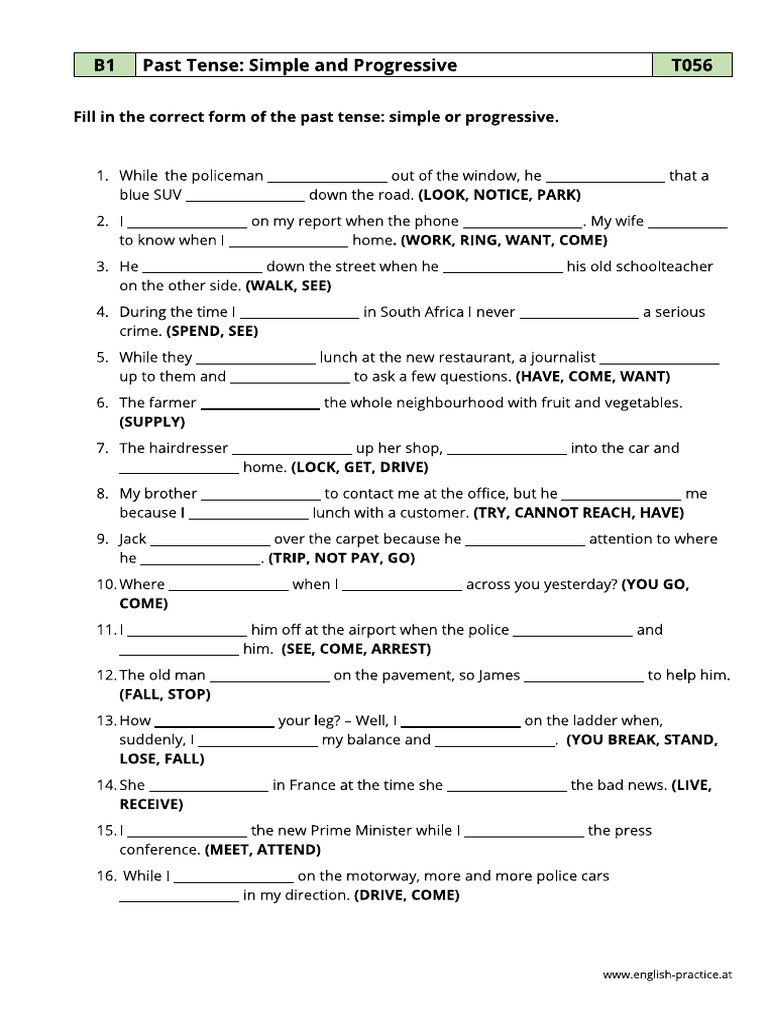 56 Past Tense Simple and Progressive | PDF