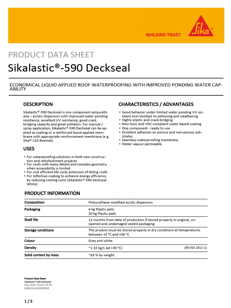 sikalastic_-590_deckseal | PDF | Coating | Humidity