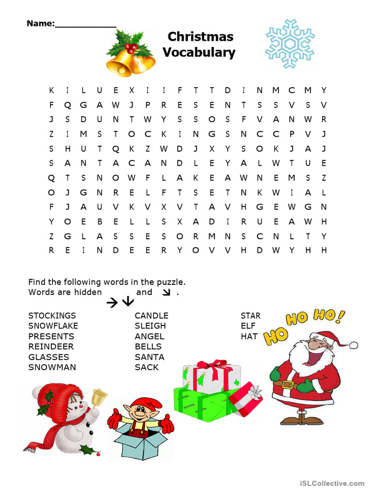 Christmas Vocabulary Wordsearch | PDF | Christmas | Christmas Fiction