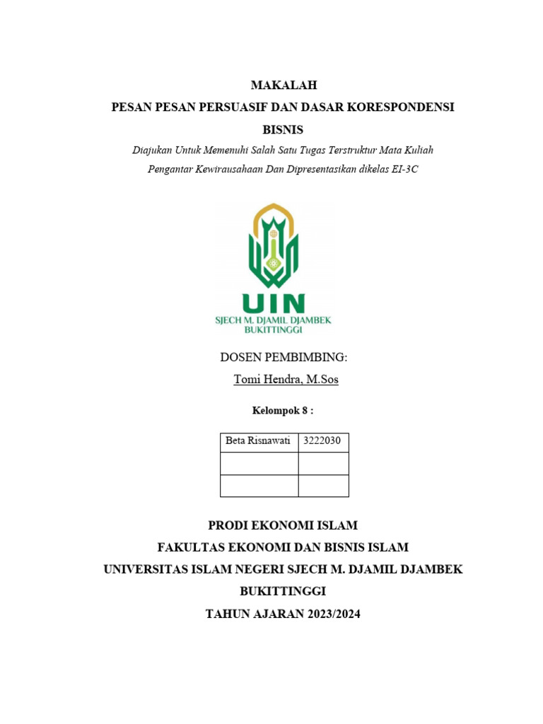 Pesan Persuasif dalam Korespondensi Bisnis | PDF