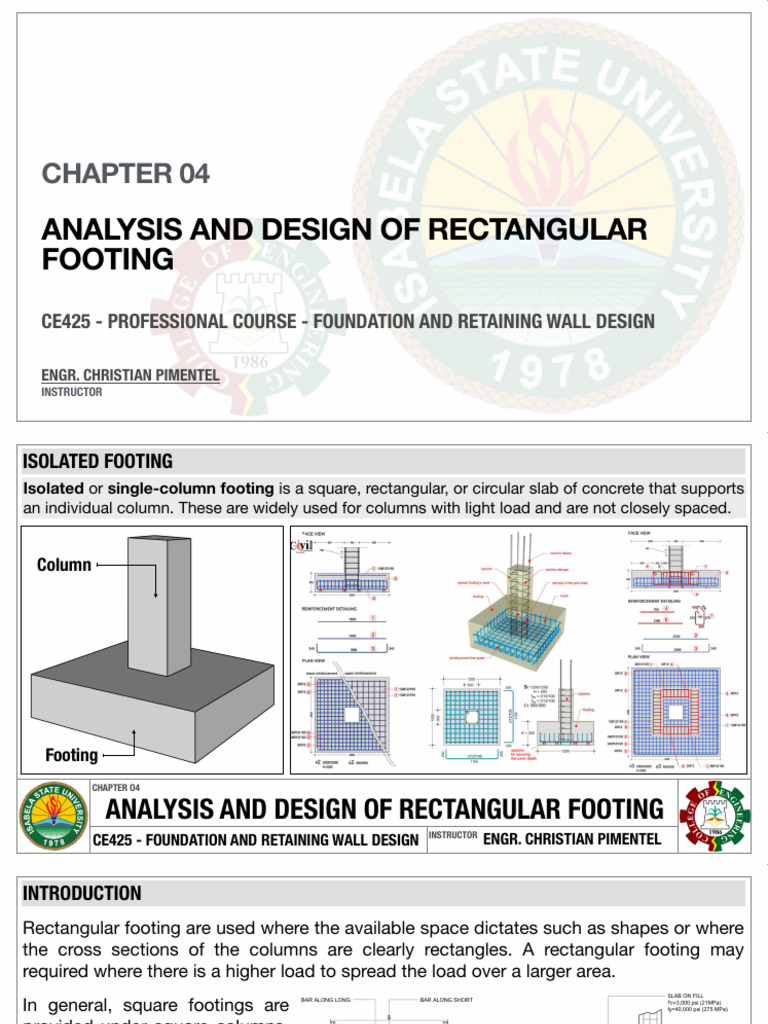 Chapter 04-Analysis and Design of Rectangular Footing | PDF | Rectangle | Column