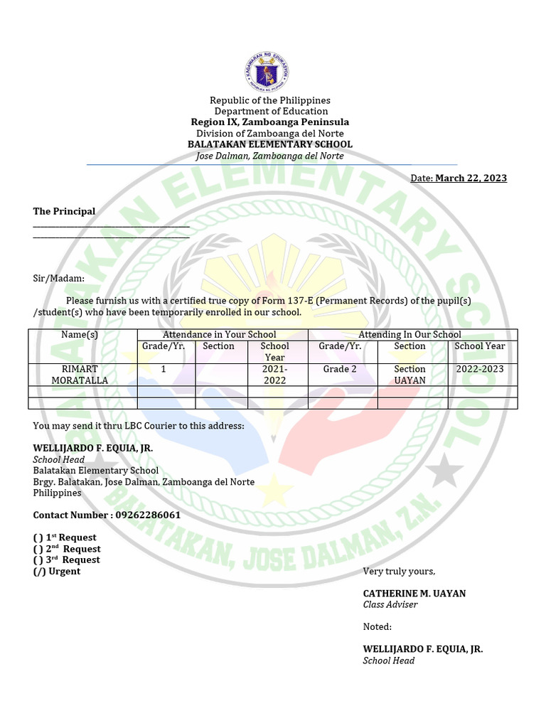Request Form For Transfer | PDF