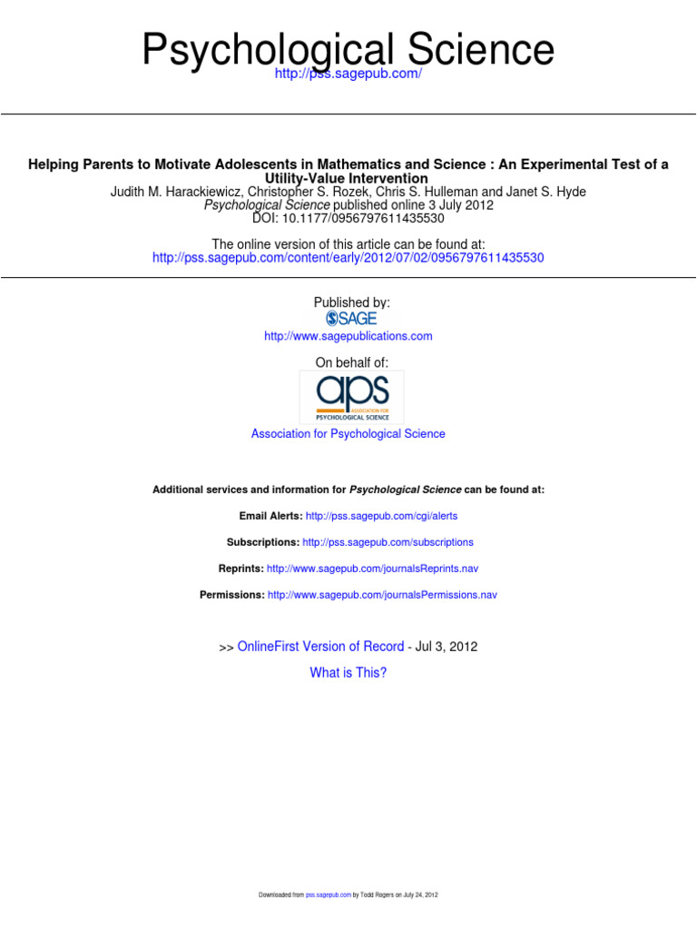 Harackiewicz 2012 Extrastem | PDF | Mathematics | Survey Methodology