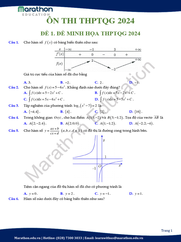 Đềminhhoa 2024 CLy | PDF
