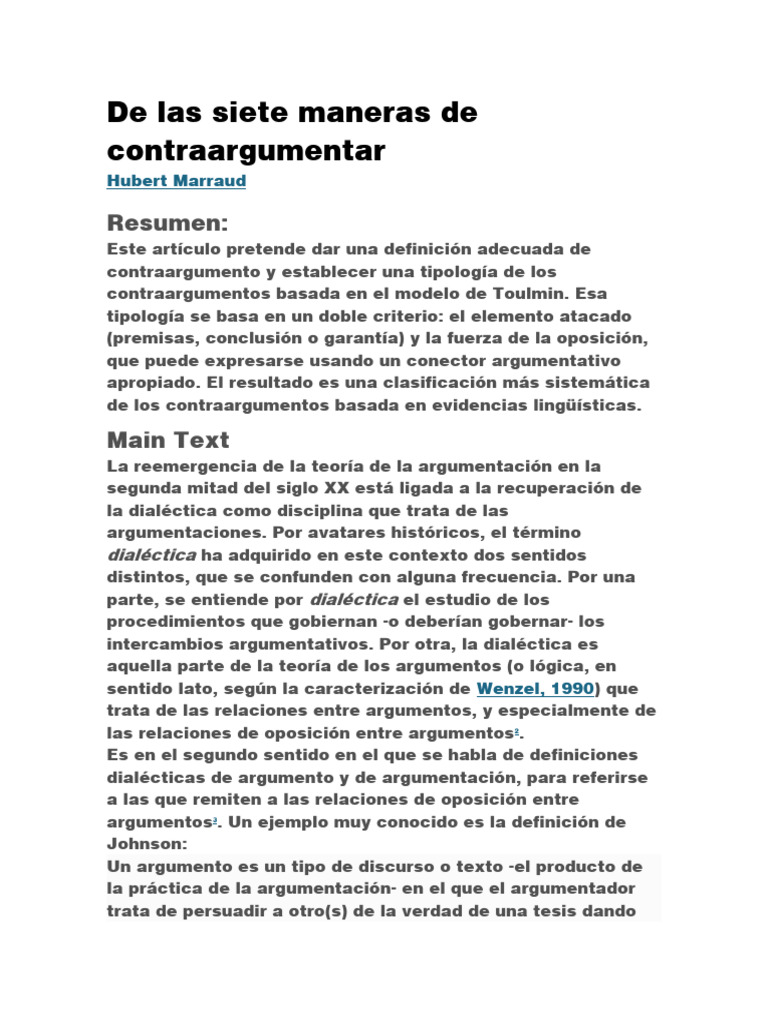 De Las Siete Maneras de Contraargumentar | PDF | Argumento | Razón