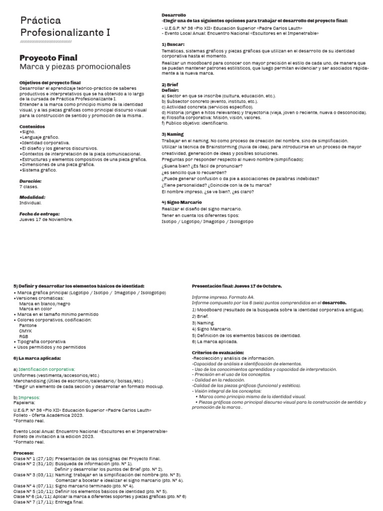 Guía Proyecto Final | Descargar gratis PDF | Marca | Diseño