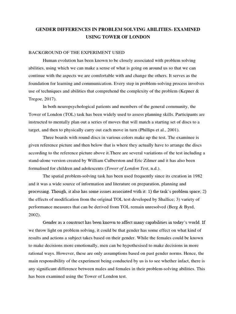Gender Differences in Problem Solving Abilities | PDF | Hypothesis ...