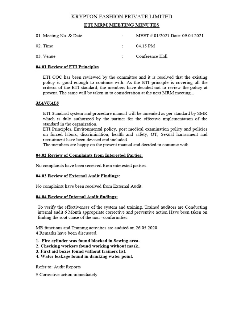 MRM - 2021 | Download Free PDF | Audit | Occupational Safety And Health