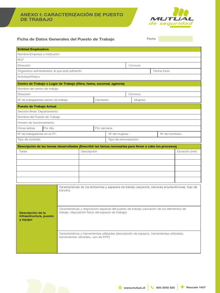 Caracterizacion de Puesto de Trabajo y Tablas Identificacion Inicial y Avanzada | PDF | Rodilla ...