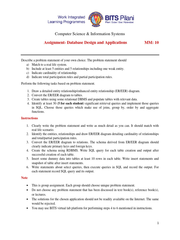 Assignment | PDF | Relational Database | Computer Data