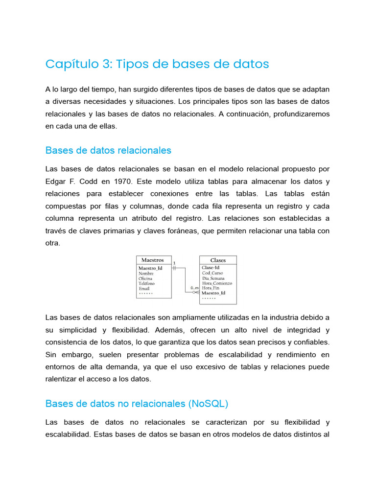 Bases de Datos - Capítulo 3_ Tipos de bases de datos | PDF | Bases de datos | Base de datos ...