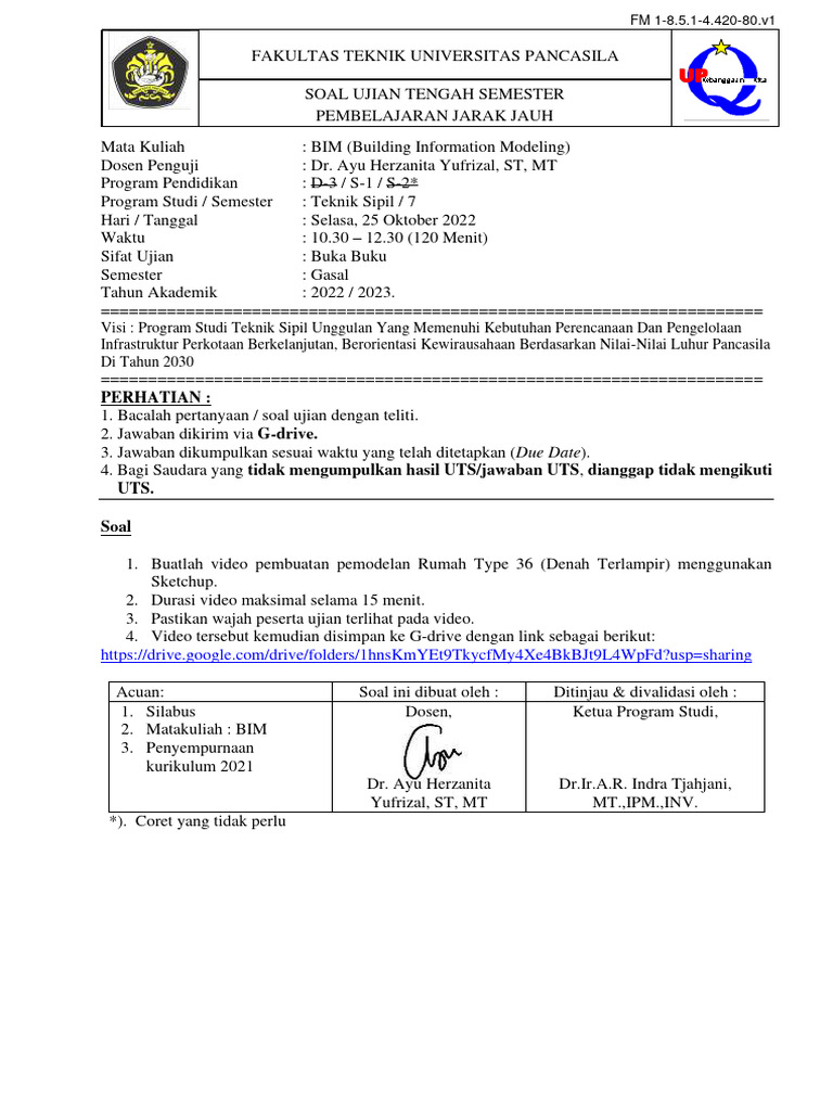 SOAL UTS BIM Kelas A | PDF | Teknologi & Rekayasa
