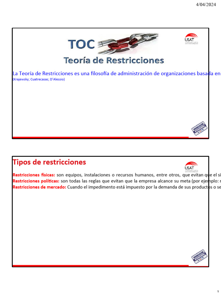 Sesion 007 - TOC 1 - Removed | PDF | Lean Manufacturing | Economias