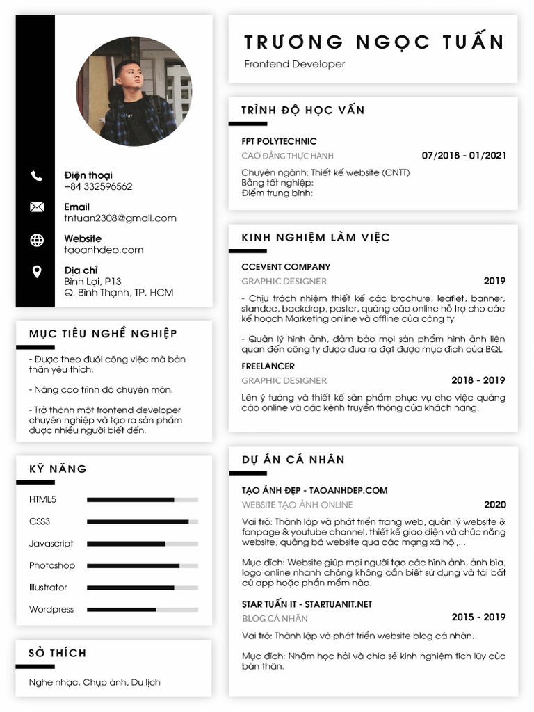 CV Thuc Tap Front End Truong NgocTuan | PDF