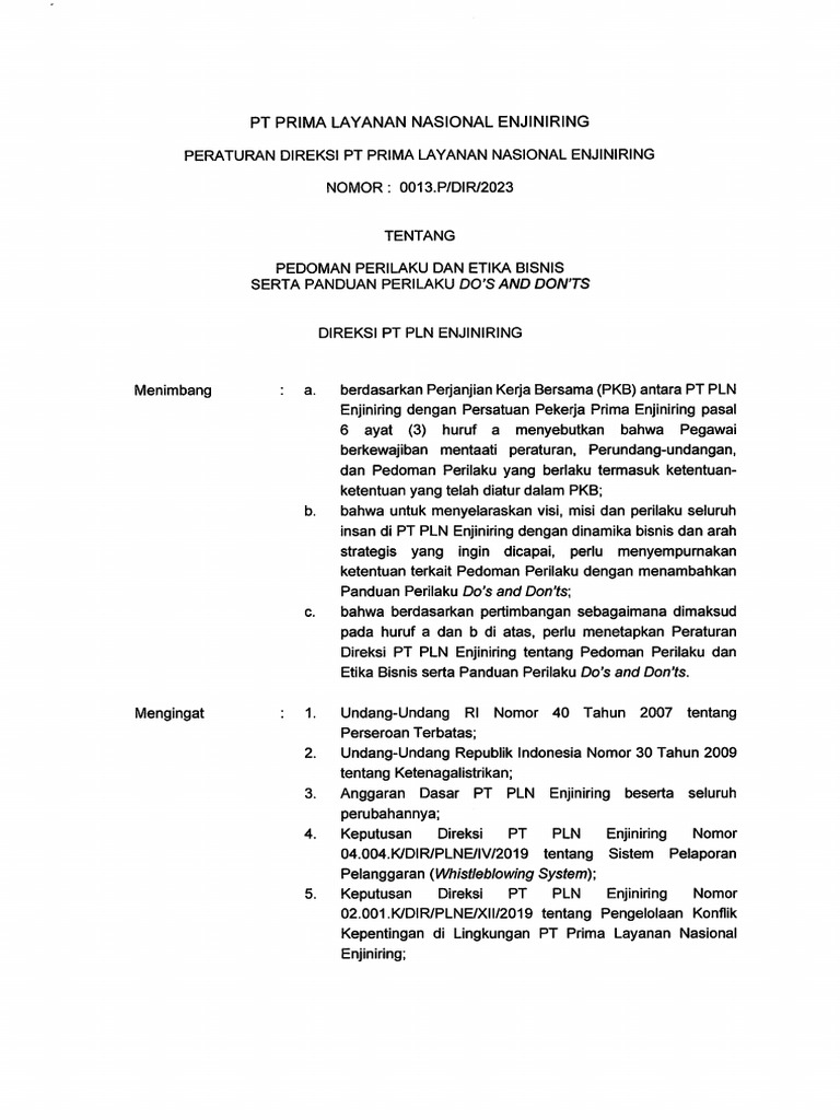 PERDIR PEDOMAN PERILAKUsent | PDF