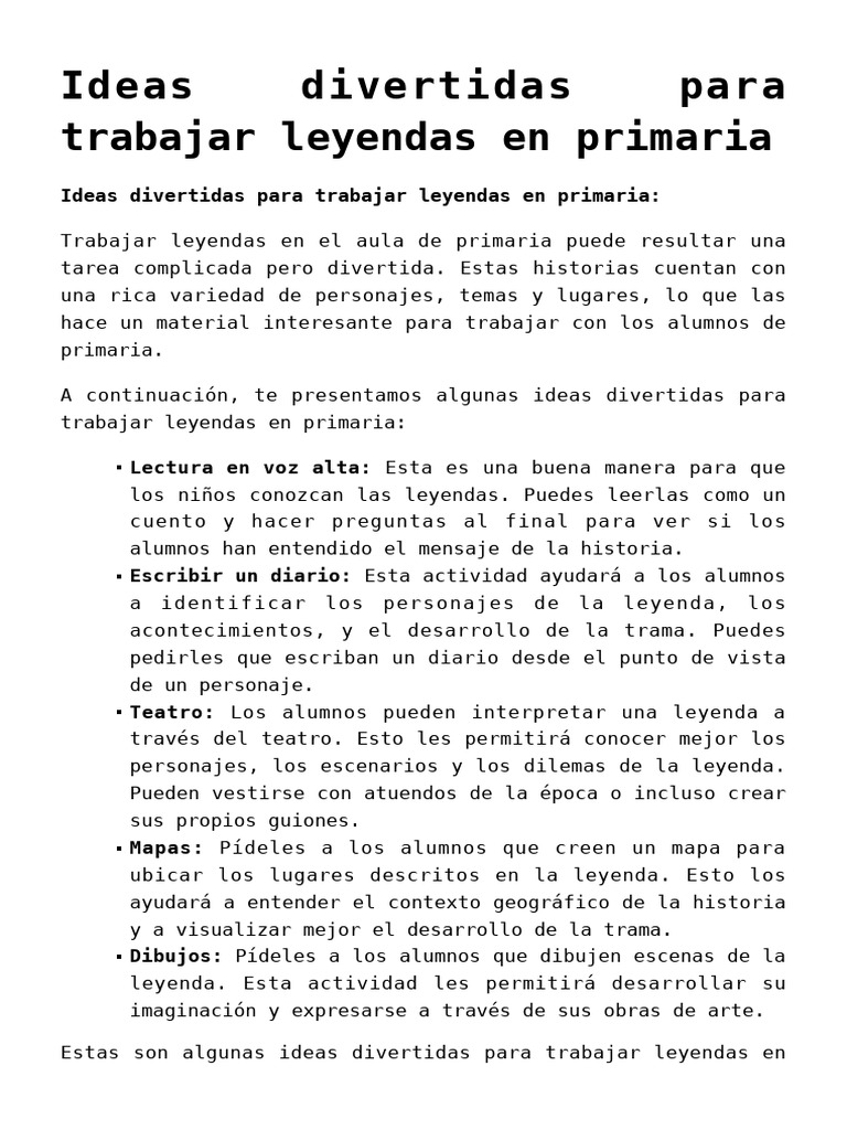 Act Leyendas | PDF | Leyendas | Creatividad