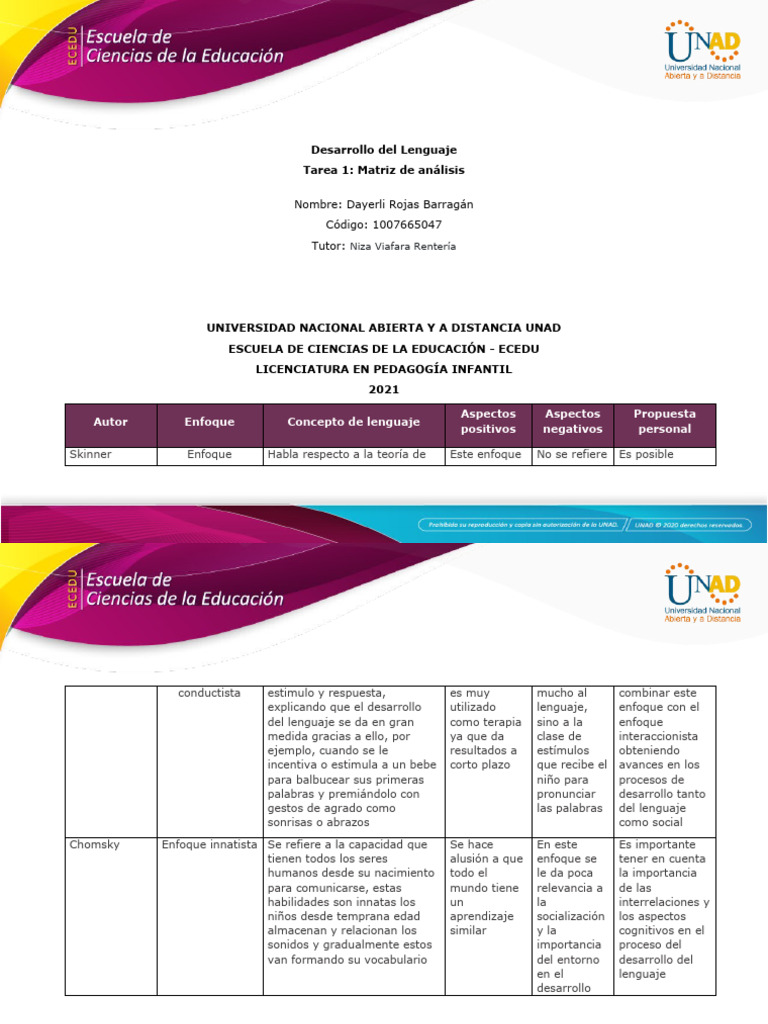 Tarea 1 - Matriz de Análisis | PDF | Aquisición de idioma | Aprendizaje