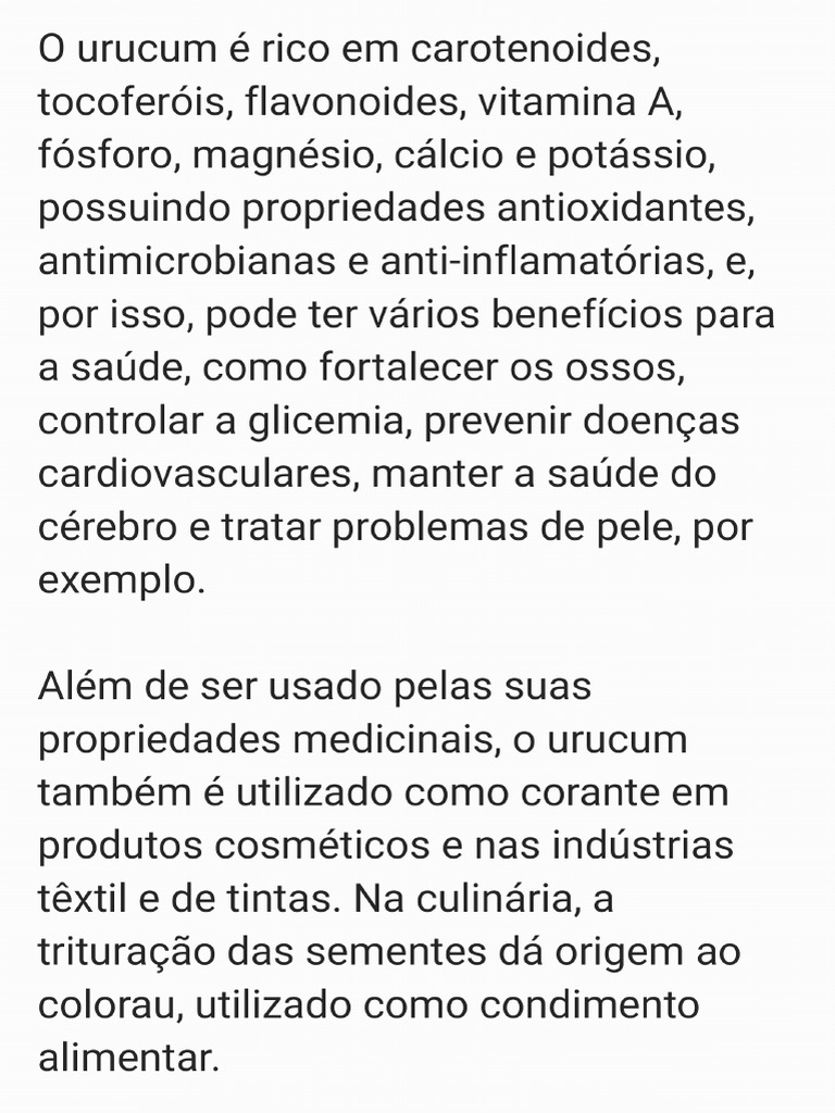 Três Benefícios Do Bixa Orellana | PDF