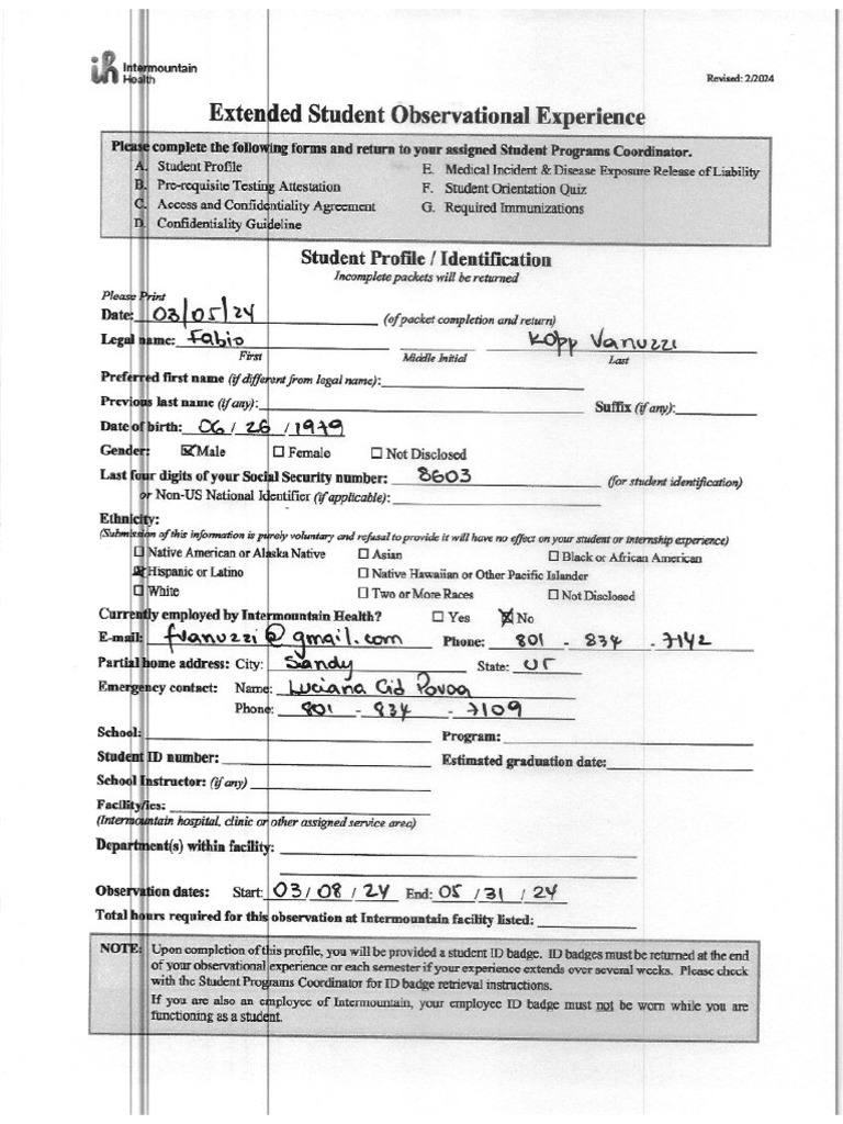 Intermountain Student Packet | PDF