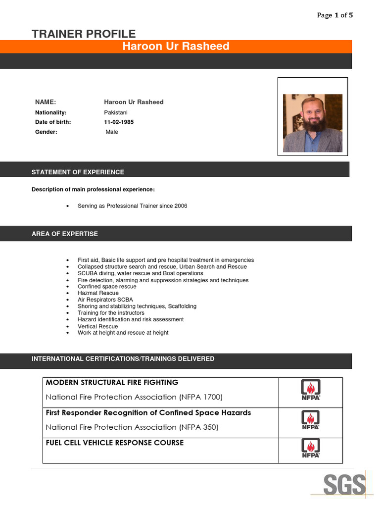 Haron Rasheed-SGS Trainer Profile | PDF | Incident Command System ...