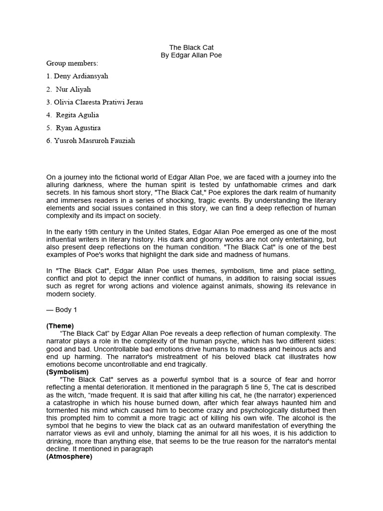 Group 4 - Essay The Black Cat | PDF | Philosophy | Mystery, Thriller ...
