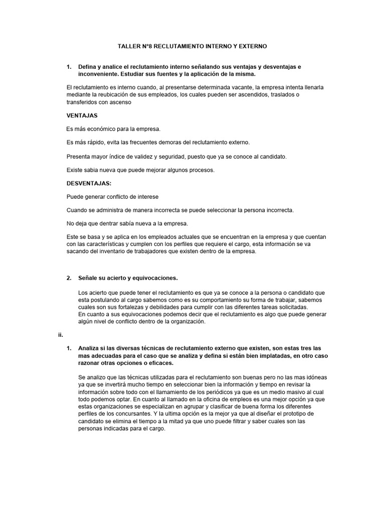 Taller N3 | PDF | Reclutamiento | Business