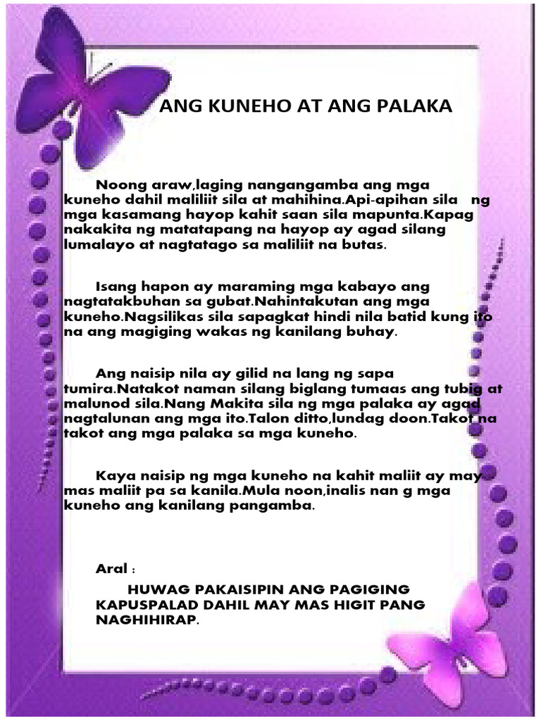 Ang Kuneho at Ang Palaka | PDF