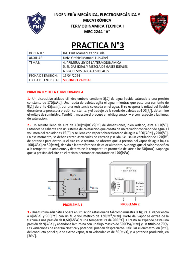 Practica 3 Mec 2244 | PDF | Gases | Vapor de agua