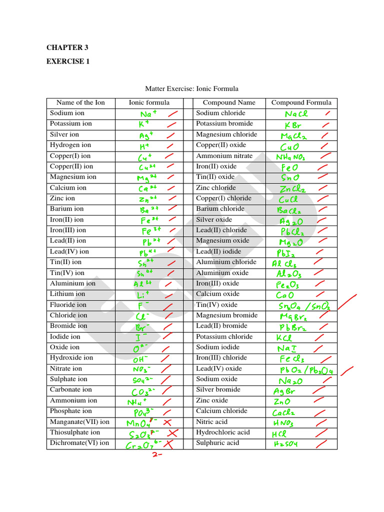 C3 Exercise 1 | PDF | Chlorine | Oxide