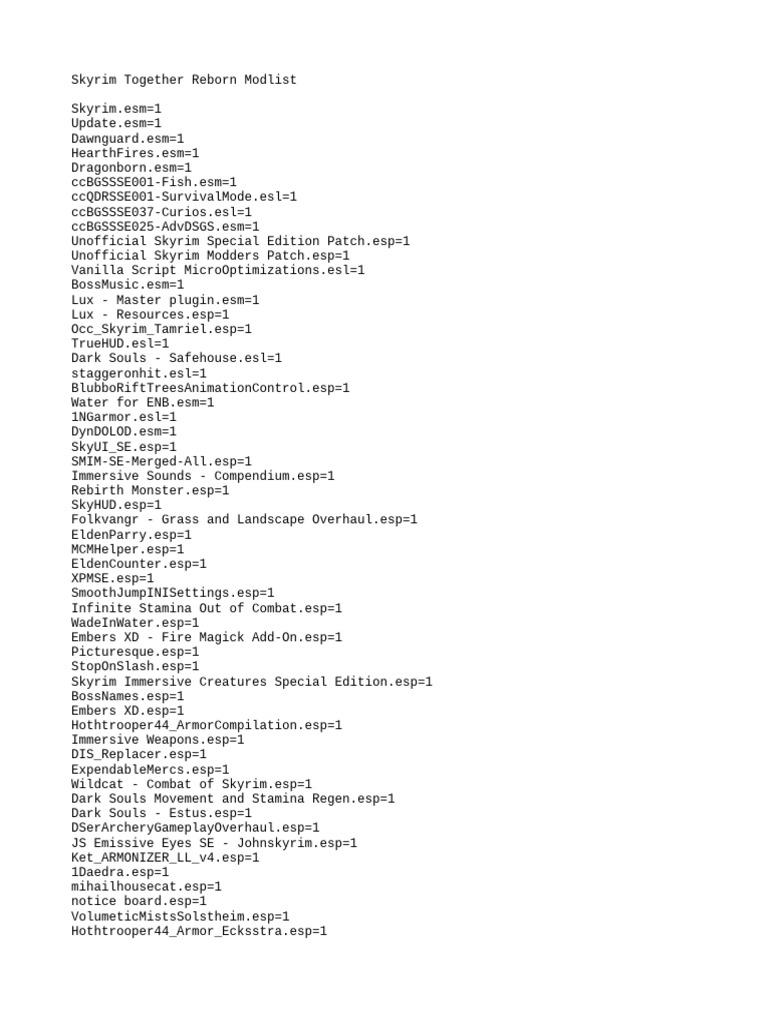 Skyrim Together Reborn Modlist | Download Free PDF | Software Development | Software Industry