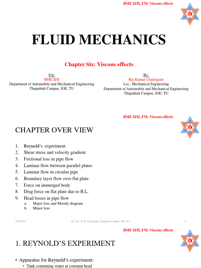 BME FM Chapter 6 Viscous Effect | Download Free PDF | Boundary Layer | Fluid Dynamics