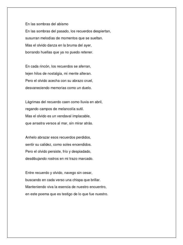 Poema sobre sombras y recuerdos | PDF | Poesía